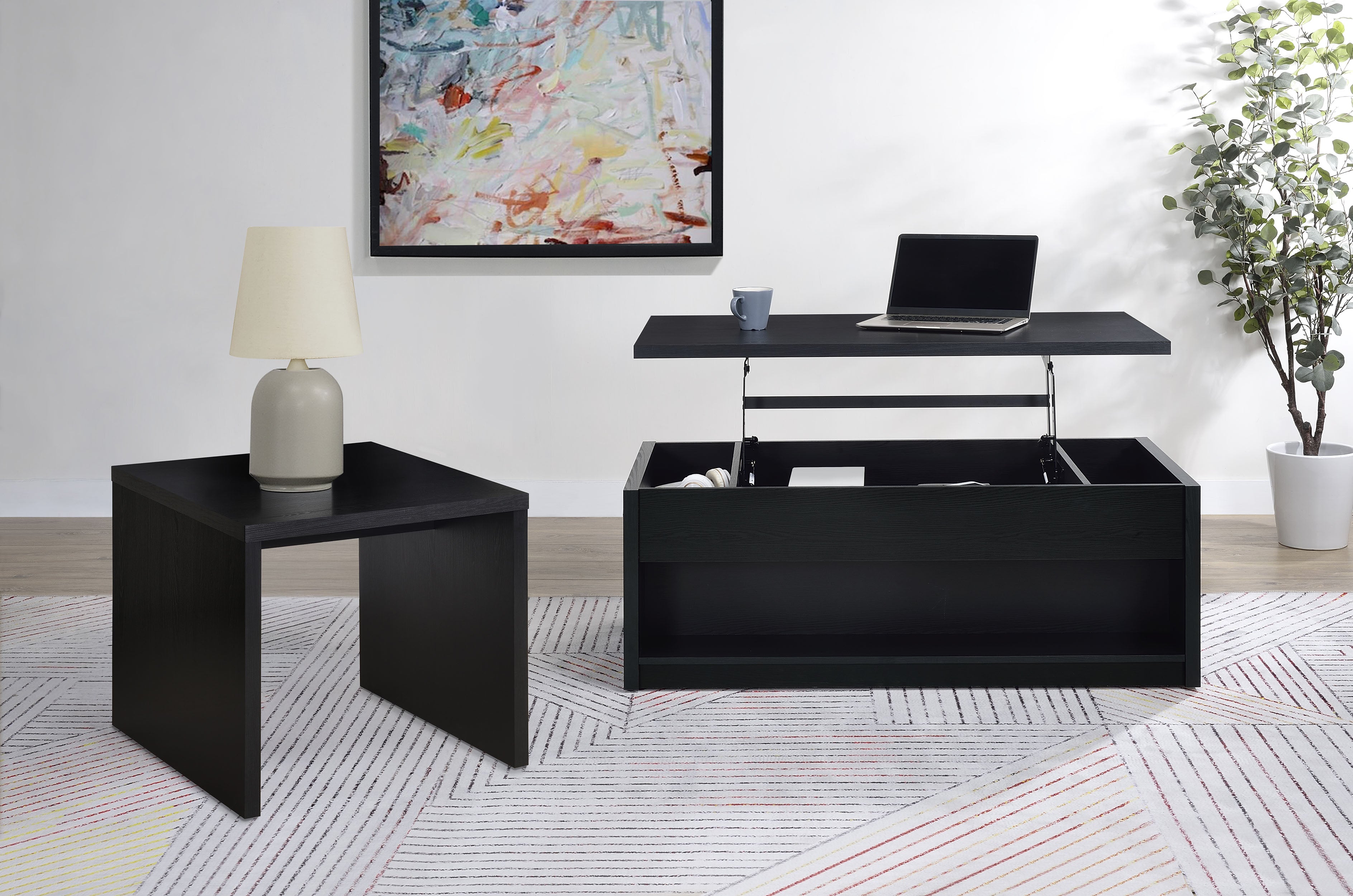 Knapp 2-piece Lift Top Coffee Table Set Black – Discount Furniture ...