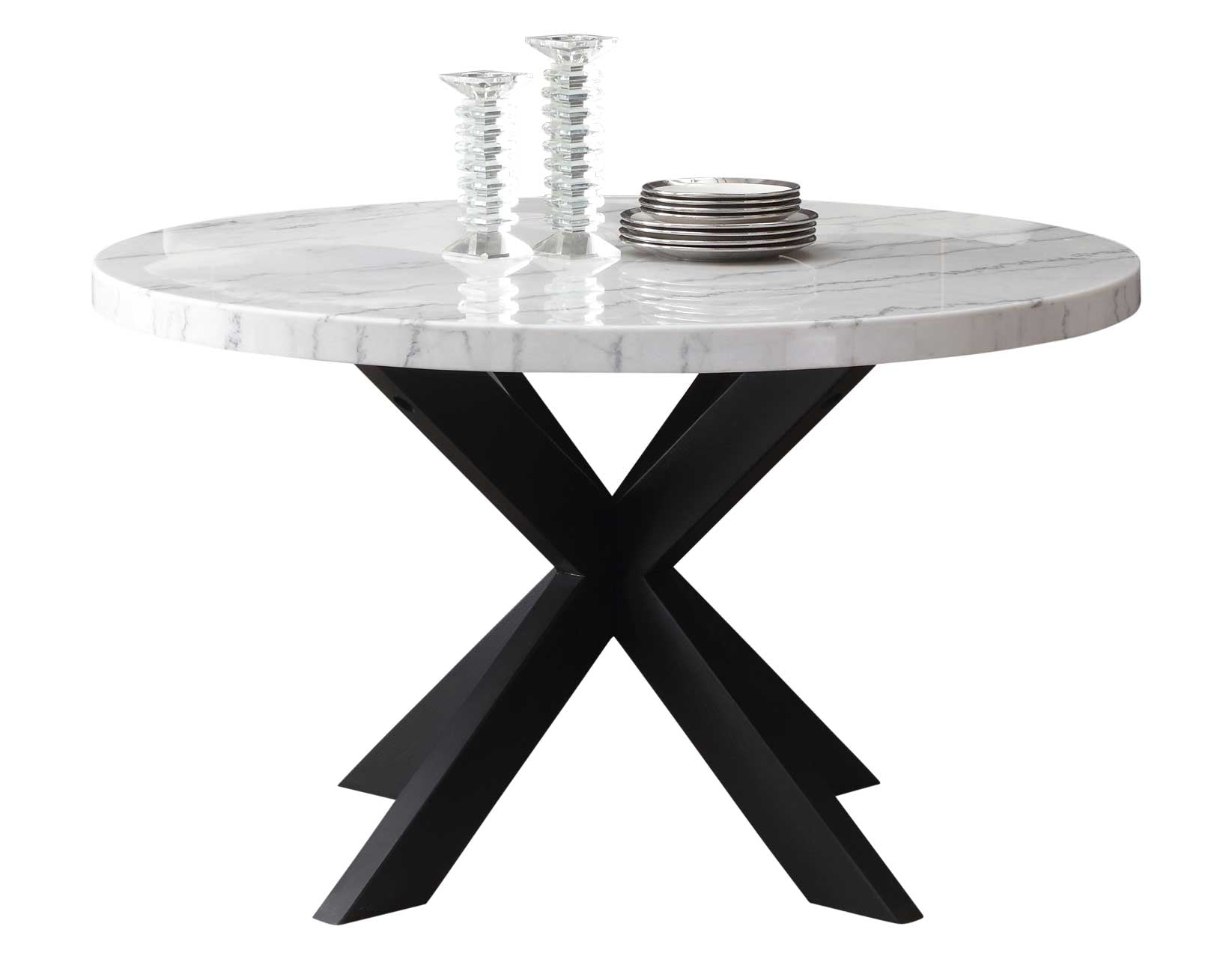 Xena 52-inch Round Dining Table, White Marble Top – Discount Furniture ...