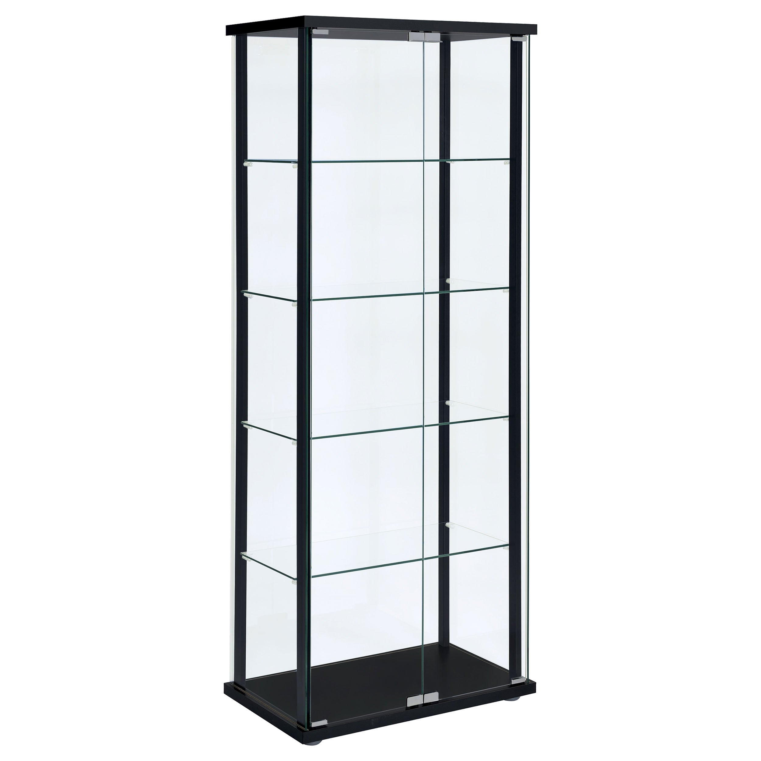 Delphinium 5-shelf Clear Glass Curio Display Cabinet Black – Discount ...