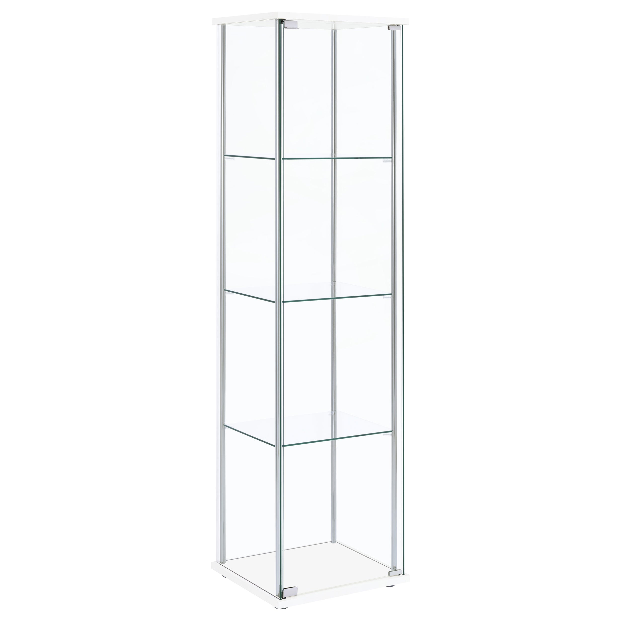 Bellatrix 4-shelf Clear Glass Curio Cabinet White – Discount Furniture ...